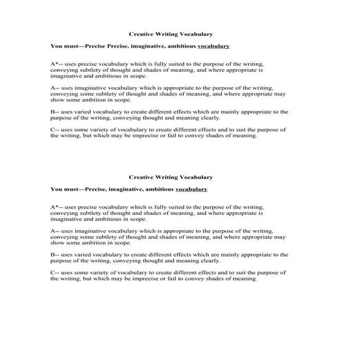 Creative writing vocabulary | DOC