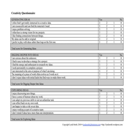 Creativity questionnaire-self-assess | PDF