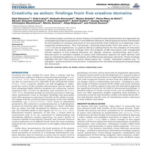 Creativity as action findings from five creative domains | PDF