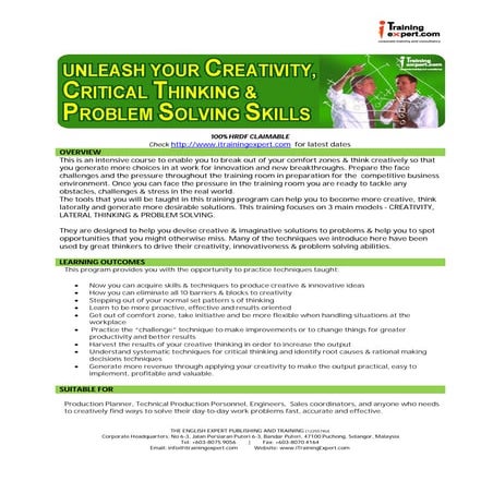 Creativity, critical thinking, problem solving skills public program course brochure | PDF
