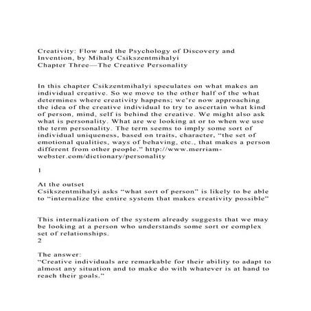 Creativity Flow and the Psychology of Discovery and Invention, .docx