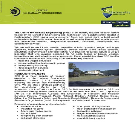 Introducing the Centre for Railway Engineering | PDF