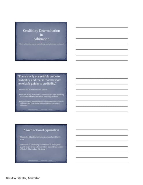 Credibility determination in arbitration handout | PDF | Law