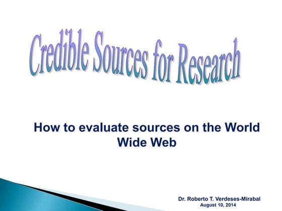 Evaluating internet resources | PPT