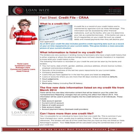 Credit file fact sheet | PDF | Personal Loans | Personal Debt