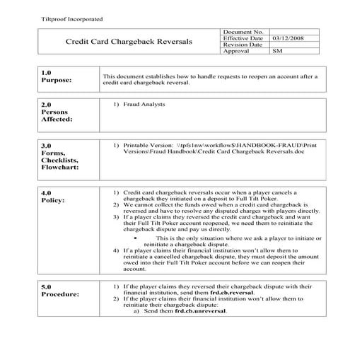 Credit card chargeback reversals | DOC