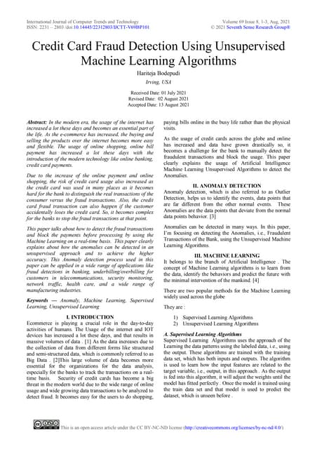 Credit Card Fraud Detection Using Unsupervised Machine Learning ... Credit Card Fraud Detection Using Unsupervised Machine Learning ...