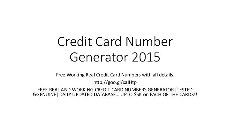 Credit Card Number Generator 2015