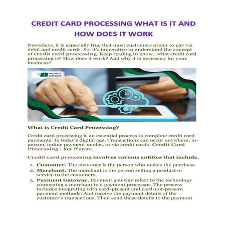 Credit card processing what is it and how does it work | PDF | Credit ...
