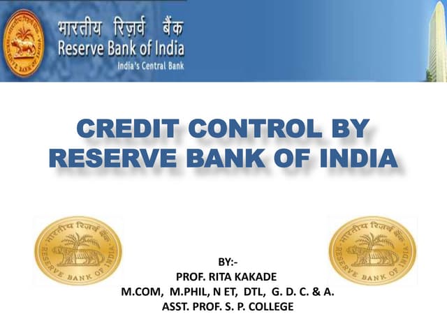 Role of RBI in credit control | PDF
