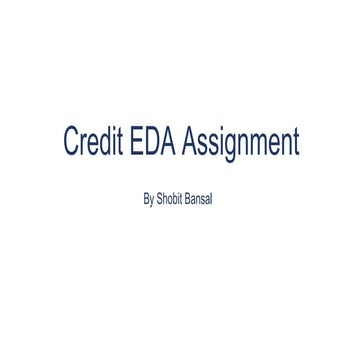 Credit EDA presentation for data analysis | PDF | Personal Finance