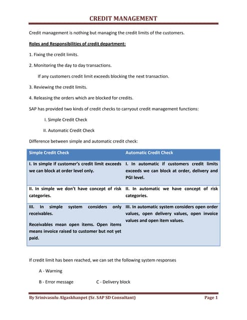 Configure and customize automatic credit management | PDF