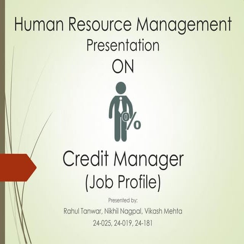 Credit manager job profile | PDF