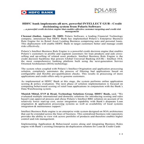 Credit Policy Of Hdfc | PDF