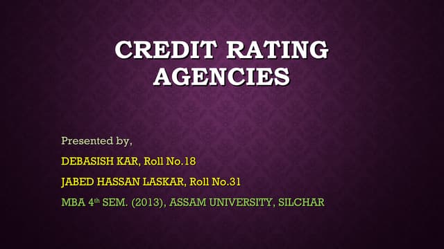 Credit rating agencies | PPTX