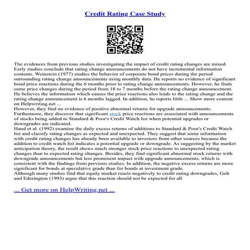 Credit Rating Case Study | PDF
