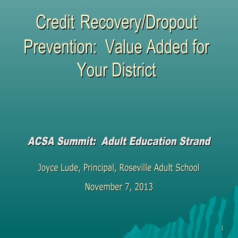 Credit recovery lude | PPT | Secondary Education | Education