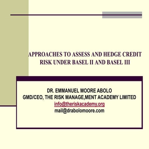 Credit Risk Hedging Under Basel 2 & 3 | PPT