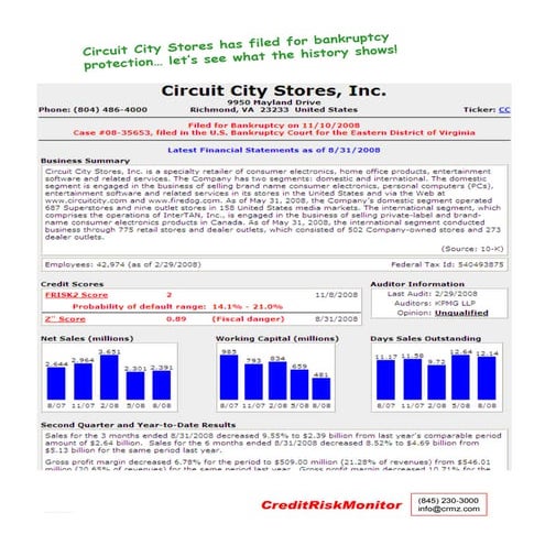 Credit Risk Monitor Circuit City Case Study | PDF