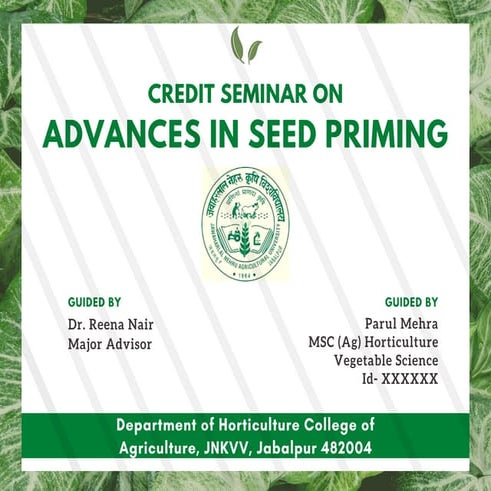 Advances in Seed priming | PDF