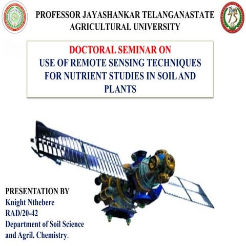 Use of remote sensing techniques for nutrient studies in soil and plant ...