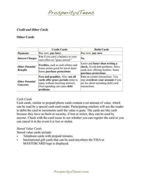 5 Types of Credit Cards | PDF