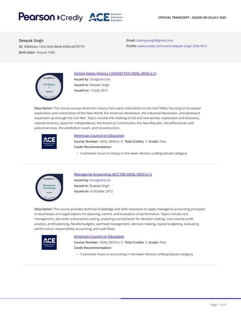 Deepak (Danny) Singh Penn Foster College Transcript July 24, 2025 | PDF