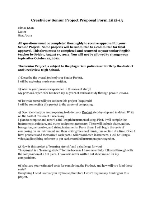 Senior Project Proposal | PDF