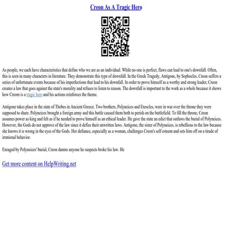 Creon As A Tragic Hero | PPT