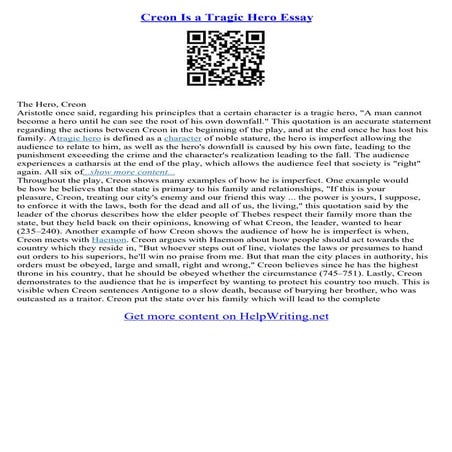 Antigone The Tragic Hero Essay | PDF