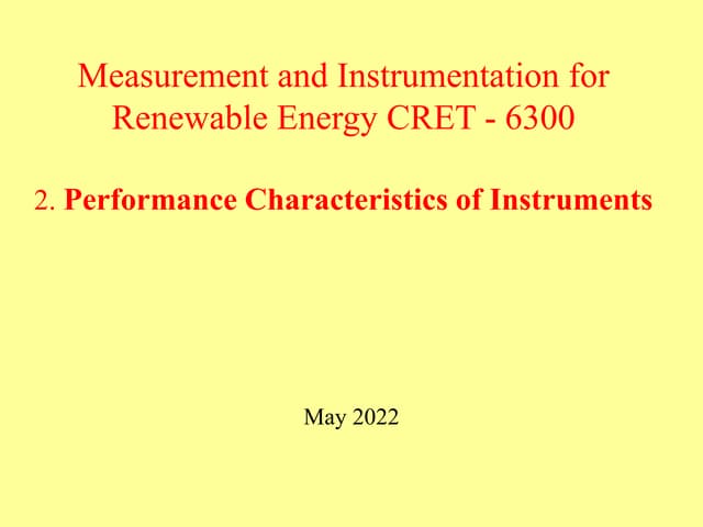 Static and Dynamic characteristics of Measuring Instrument | PPT