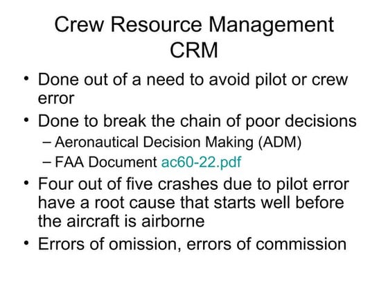 Crew Resource Management | PPTX | Air Travel | Travel Type