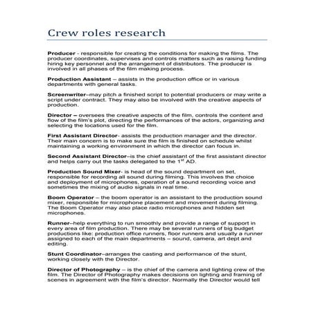 Crew roles research | PDF