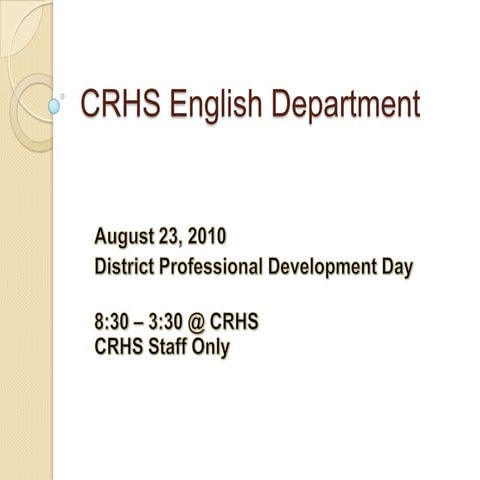 Crhs 8 23 professional dev day district | PPT