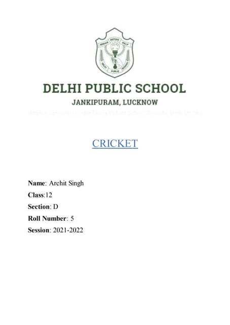 Introduction to the Game of Cricket | PPT