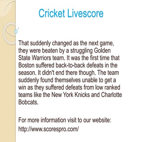 Cricket livescore | PPT