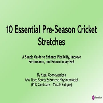 Pre-Season Stretching Guide for Club Cricketers | PDF