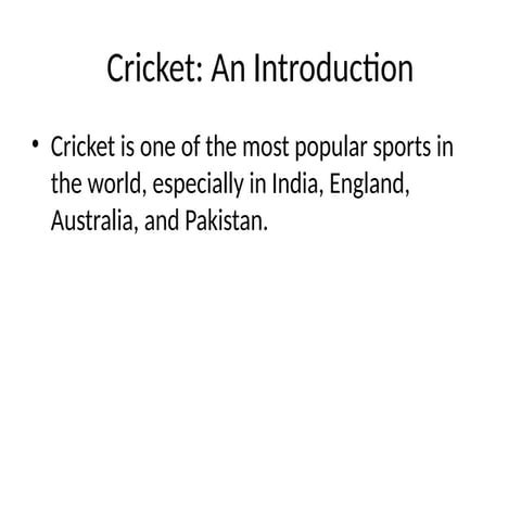 Cricket_Presentation (1).pptx on cricket | PPTX