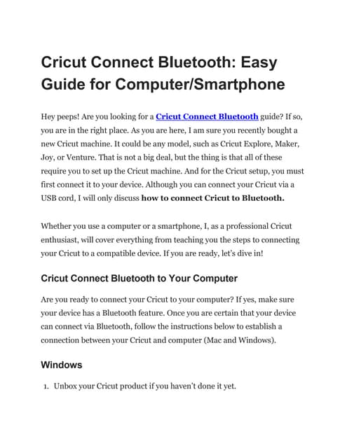 How to Connect Cricut to Computer Bluetooth? | PPT