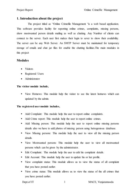 Crime Record Management System (CRMS) | PPT