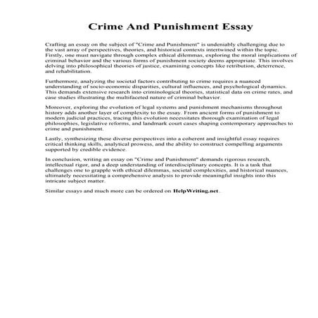 Crime And Punishment Essay.pdf | Crime & Harmful Acts to Individuals ...