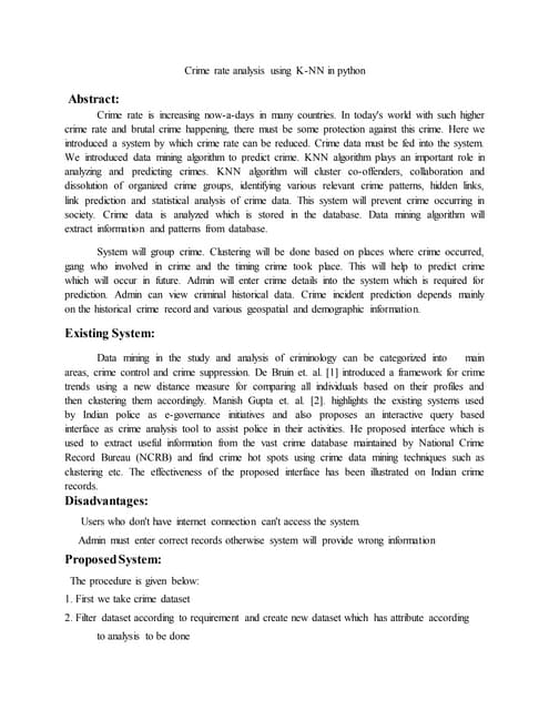 Crime Rate Analysis Using K Nn In Python Docx Databases Computer Software And Applications