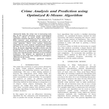 crime rate pridicition using k-means.pdf | Crime & Harmful Acts to Individuals, Society & Human ...