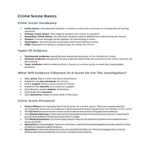 Crime scene Basics Sheet | DOCX