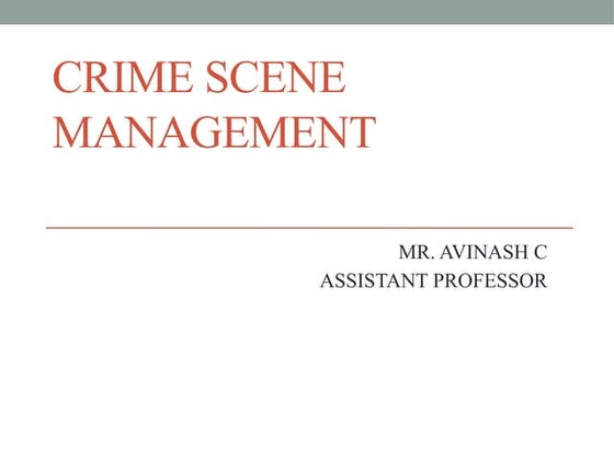 Crime scene investigation lecture | PDF