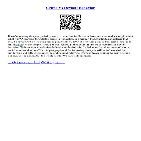 Crime Vs Deviant Behavior | PDF