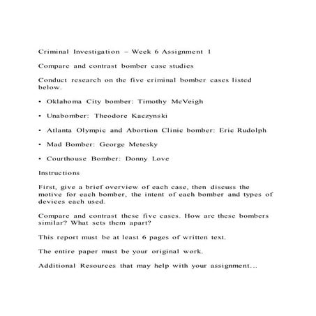 Criminal Investigation Week 6 Assignment 1compare And Cont Pdf