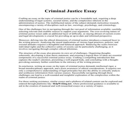 Criminal Justice Essay. Millikin University | PDF