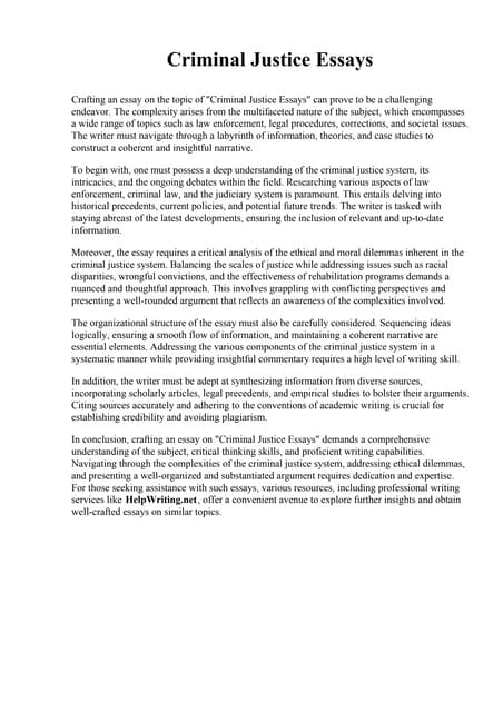 Criminal Justice System Essay | PDF | Education