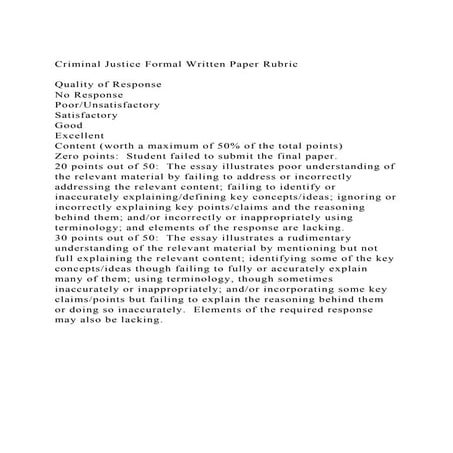 Criminal Justice Formal Written Paper RubricQuality of Respons.docx
